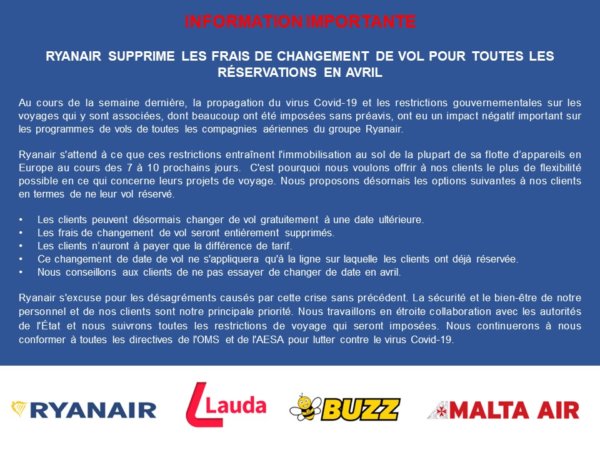 INFORMATION IMPORTANTE – Ryanair's Corporate Website