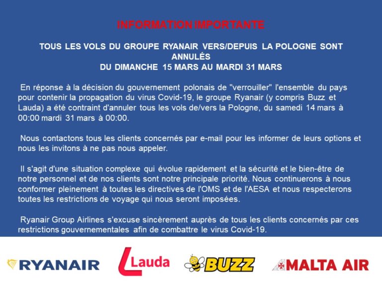 INFORMATION IMPORTANTE – Ryanair's Corporate Website