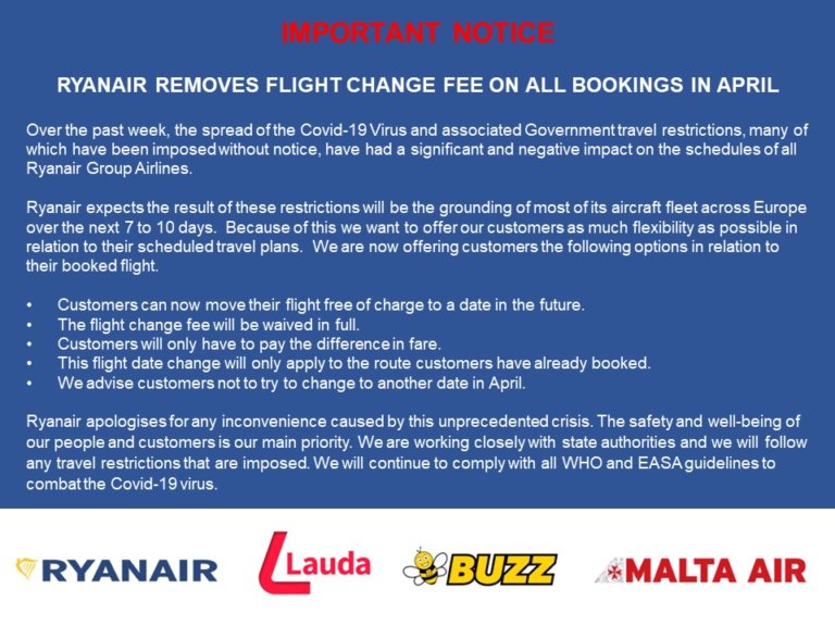 Important Customer Notice – Ryanair's Corporate Website