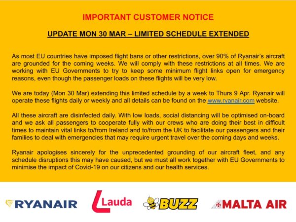 Important Customer Notice – Ryanair's Corporate Website