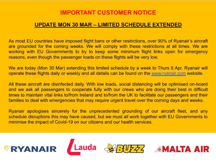 Important Customer Notice – Ryanair's Corporate Website